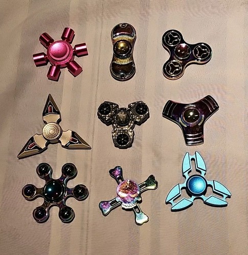 used Lot of 9 fidget spinners metal bronze round colors style stress ...