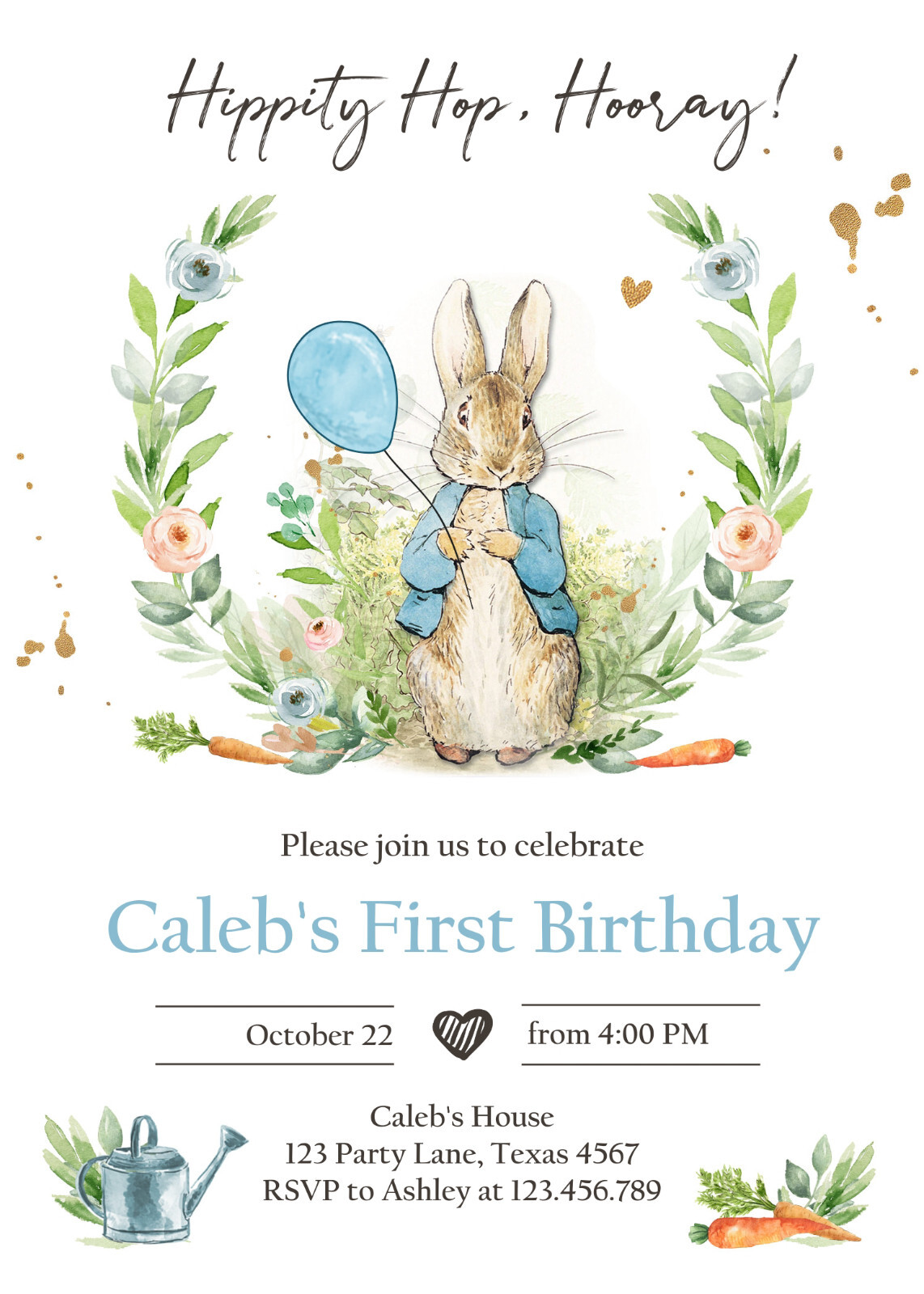 Peter Rabbit Birthday Party Invitations Invites - FREE NEXT DAY ...