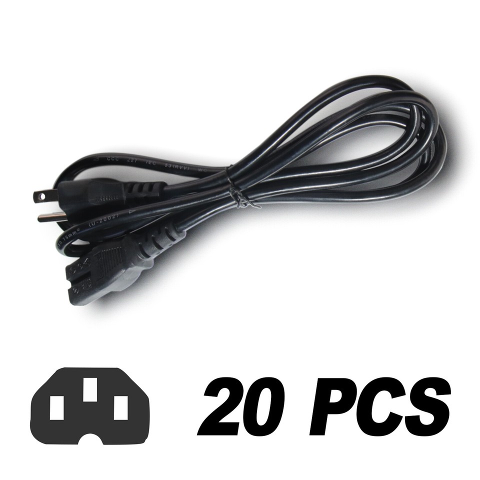 Lot of 100 6ft Standard AC Male Power Cord Cable Monitor Computer PC 3 ...