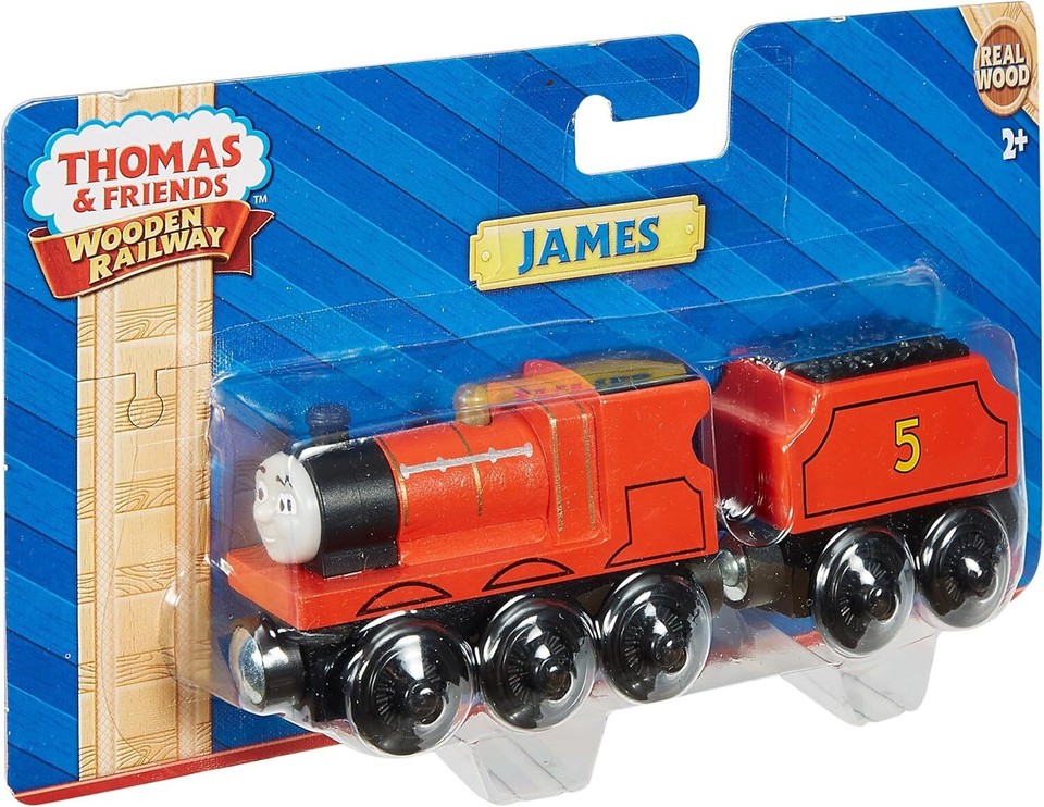 Wooden Railway – James No. 5 Red Engine with Magnet Connectors Classic ...