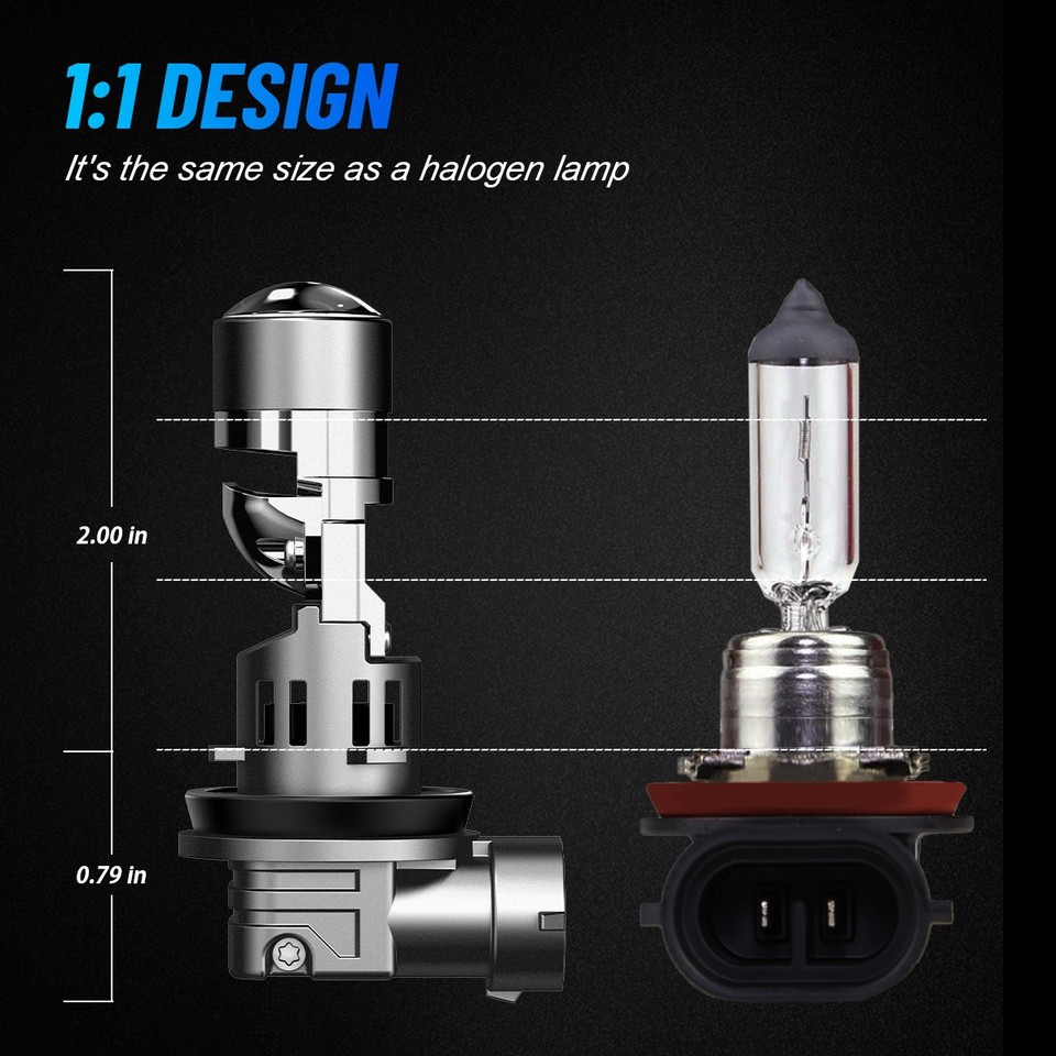 NOVSIGHT H11 H8 H9 LED Headlight Bulbs 22000LM Low Beam Mini-bi Lens ...
