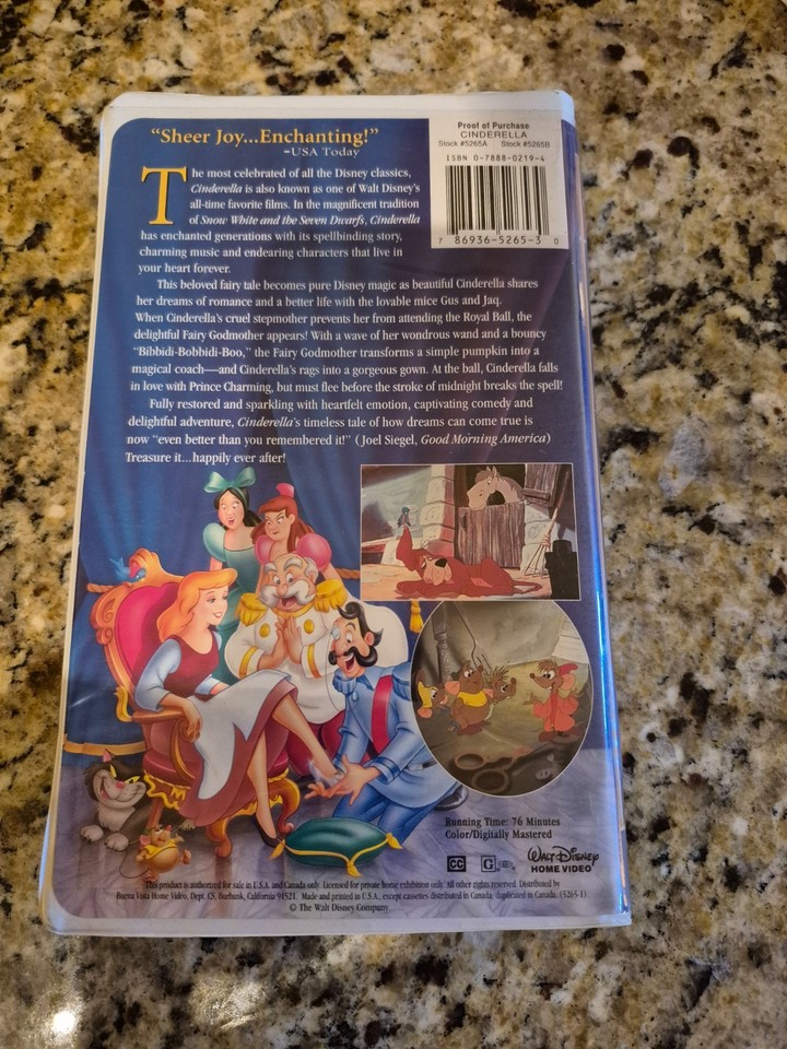 Disney Masterpiece Collection Cinderella VHS | eBay