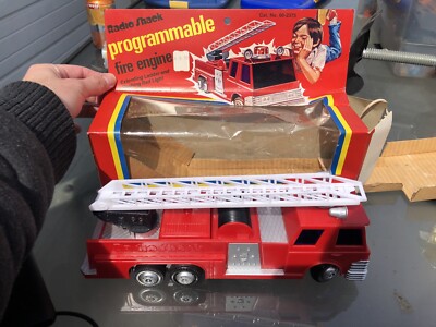 Vintage Battery Operated Programmable Fire Engine Radio Shack + box ...