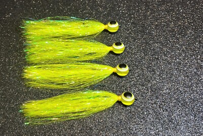 4 Yellow Flash Float & Fly Jigs for Crappie, Blue Gill, Walleye, Bass ...