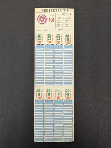 VTG Protected Tip Pull Tabs Adult Game SKY BLUE Union Label Paper ...