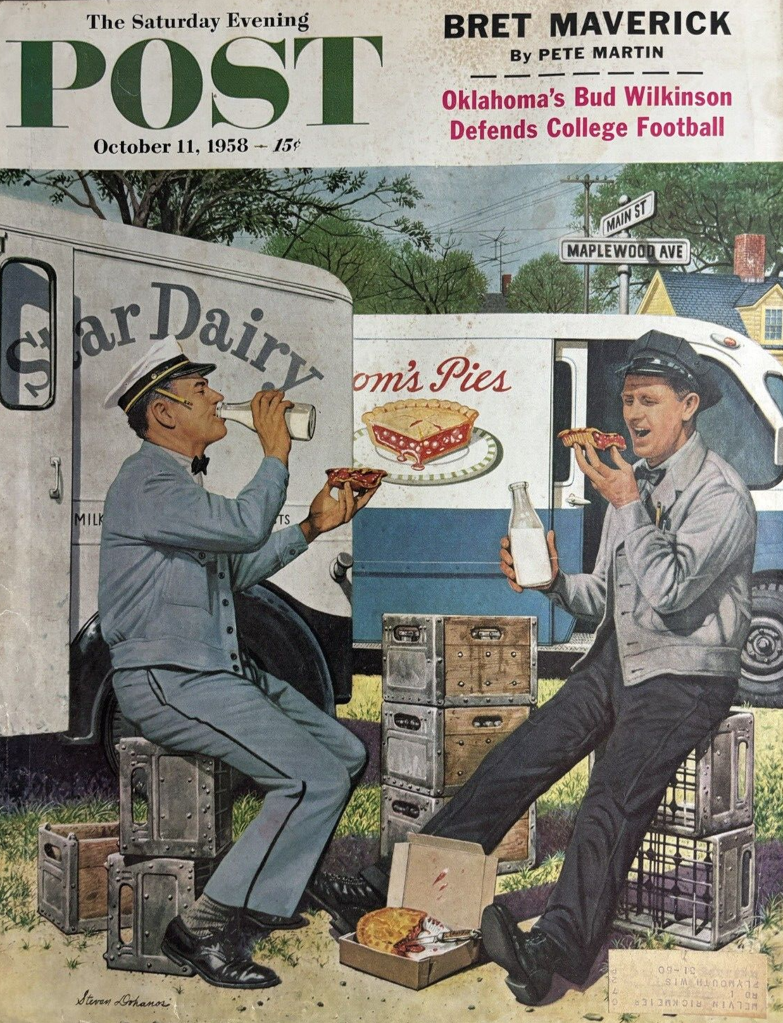 1958 Stevan Dohanos Saturday Evening Post Pies Original Magazine Cover ...