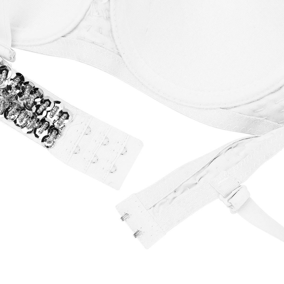 Women's Sequin Bra Push Up Bralette Rave Belly Dance Bustier Night Club ...