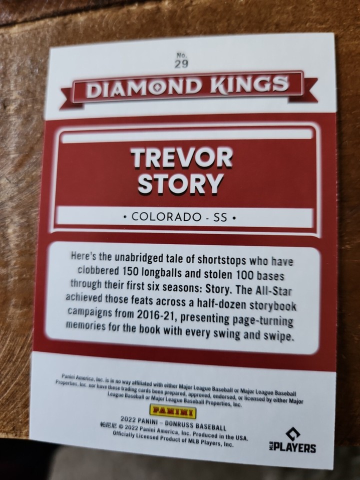 2022 Donruss #29 Trevor Story Diamond Kings 1341 /2022 Red Parallel | eBay