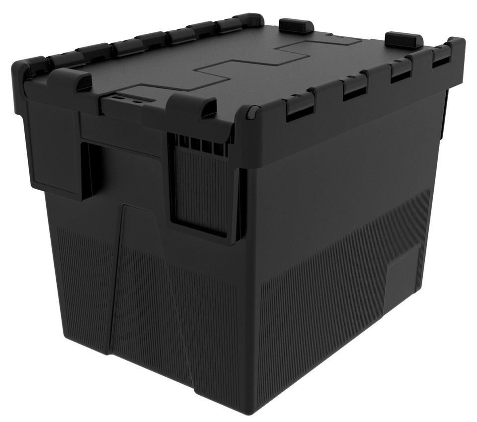 Plastic Storage Boxes Containers Crates Totes with Lids - 5 x NEW 25 ...