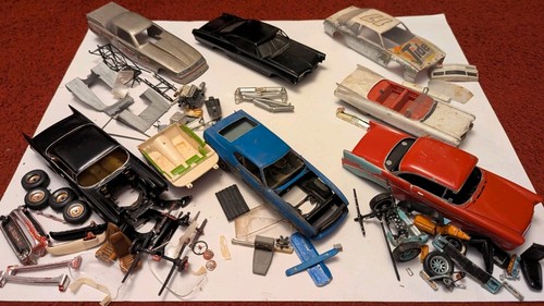 Group of 1:24 1:25 scale junkyard barn find car models for parts or ...