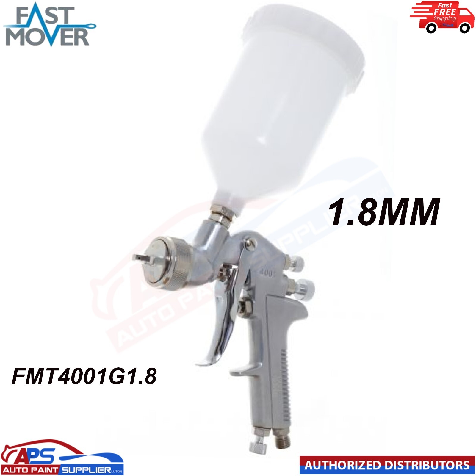 FAST MOVER TOOLS SPRAY GUN FMT4001G1.8 GRAVITY CONVENTIONAL 600CC POT ...