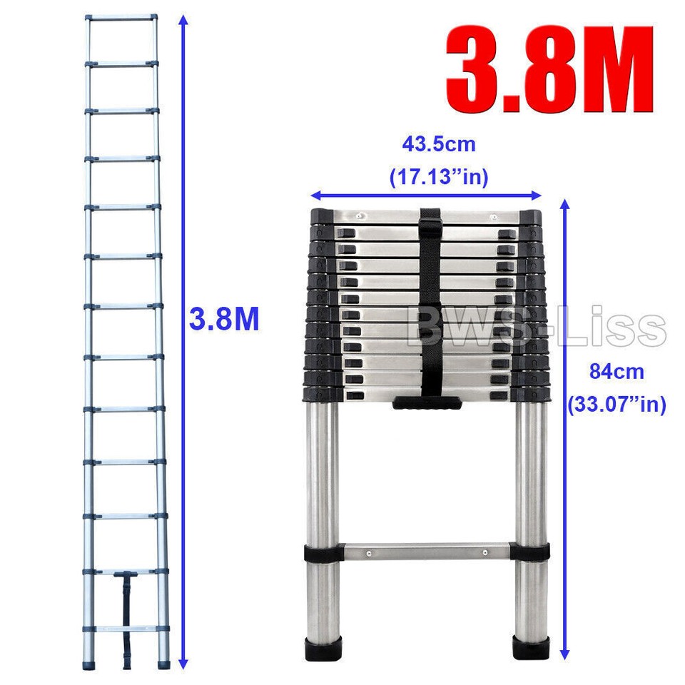 Heavy Duty Multi-Purpose Straight Telescopic Folding Ladder Extendable ...