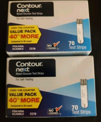 2 PKS 140 TOTAL Contour next Blood Glucose Test Strips No Coding Self ...