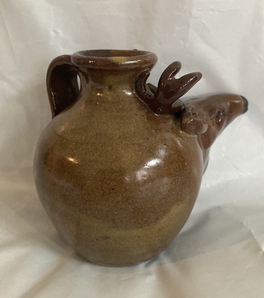 Face Jug Vase Pottery Jack T. Maness NC Deer Extremely Rare Vintage ...