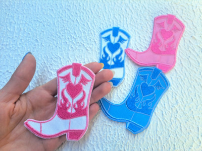Cowgirl Boot patch. Cowboy Boot. Western Boot. Preppy Embroidered Iron ...