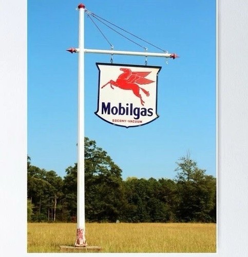 Original 6’ Mobil Shield Service Station Pole & Sign | eBay
