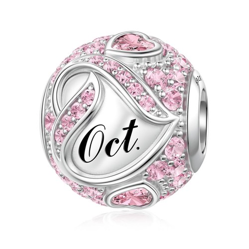 October Birthstone Charm for Charms Bracelet 925 Sterling Silver Love ...