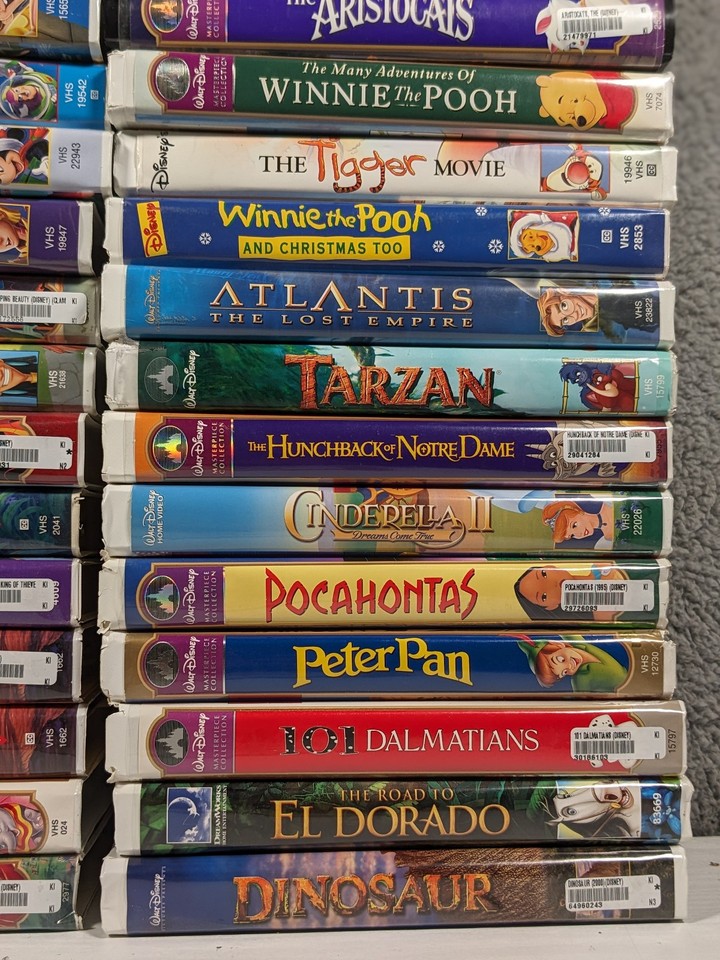 Large Lot 45 VHS Tapes Disney Pixar Cartoon Network Animated Classics ...