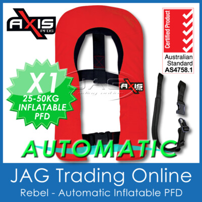 AXIS AUTOMATIC REBEL INFLATABLE PFD1 25-50kg CHILD LIFEJACKET Auto Life ...