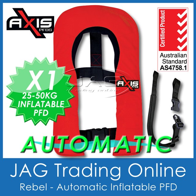 AXIS AUTOMATIC REBEL INFLATABLE PFD1 25-50kg CHILD LIFEJACKET Auto Life ...
