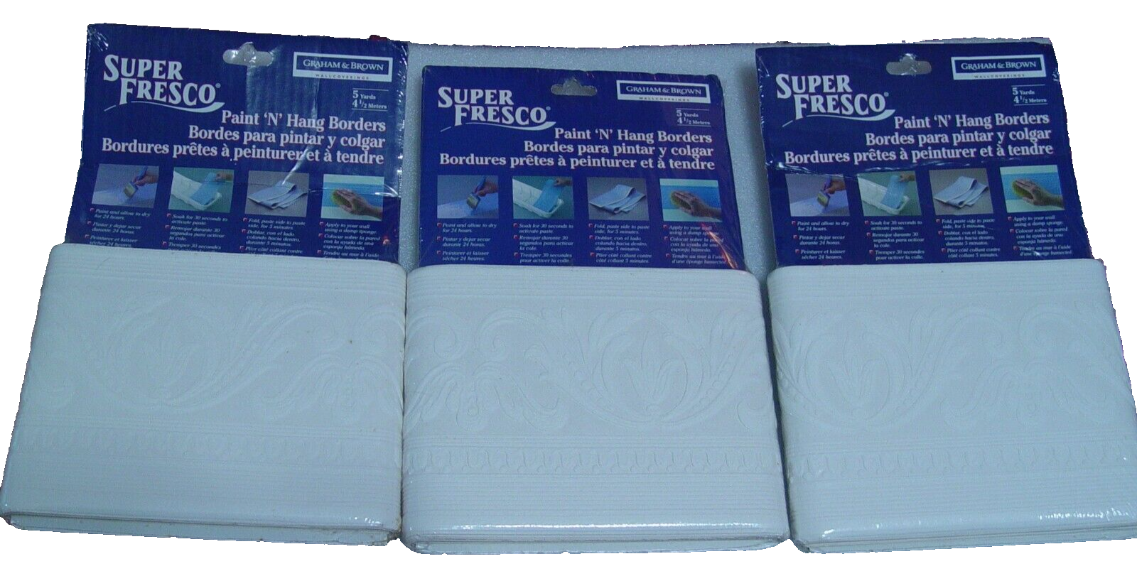 Set of 3 Graham Brown Super Fresco Paint N Hang Borders 15 Yards Total ...