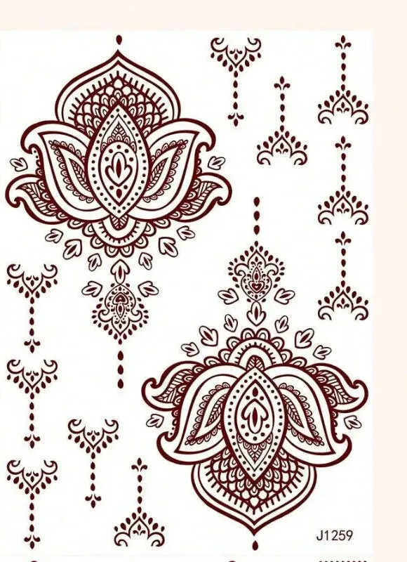 Lace transfer NEW Red henna Hand Arm Tattoo Mehandi Sticker Art ...