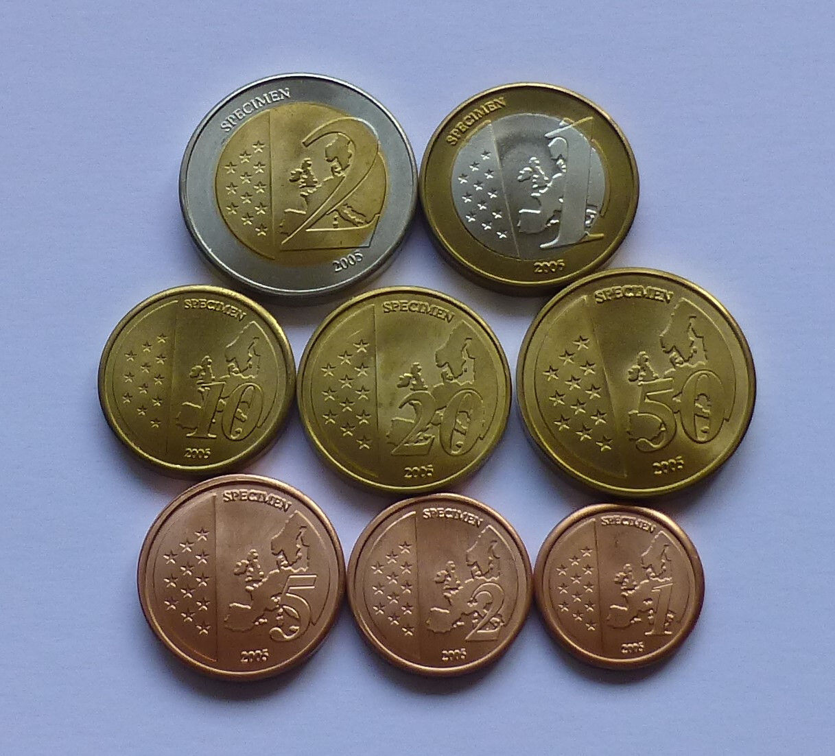 Vatican Euro Pattern set 2005 - Sede Vacante, Specimen-Probe-Essai ...