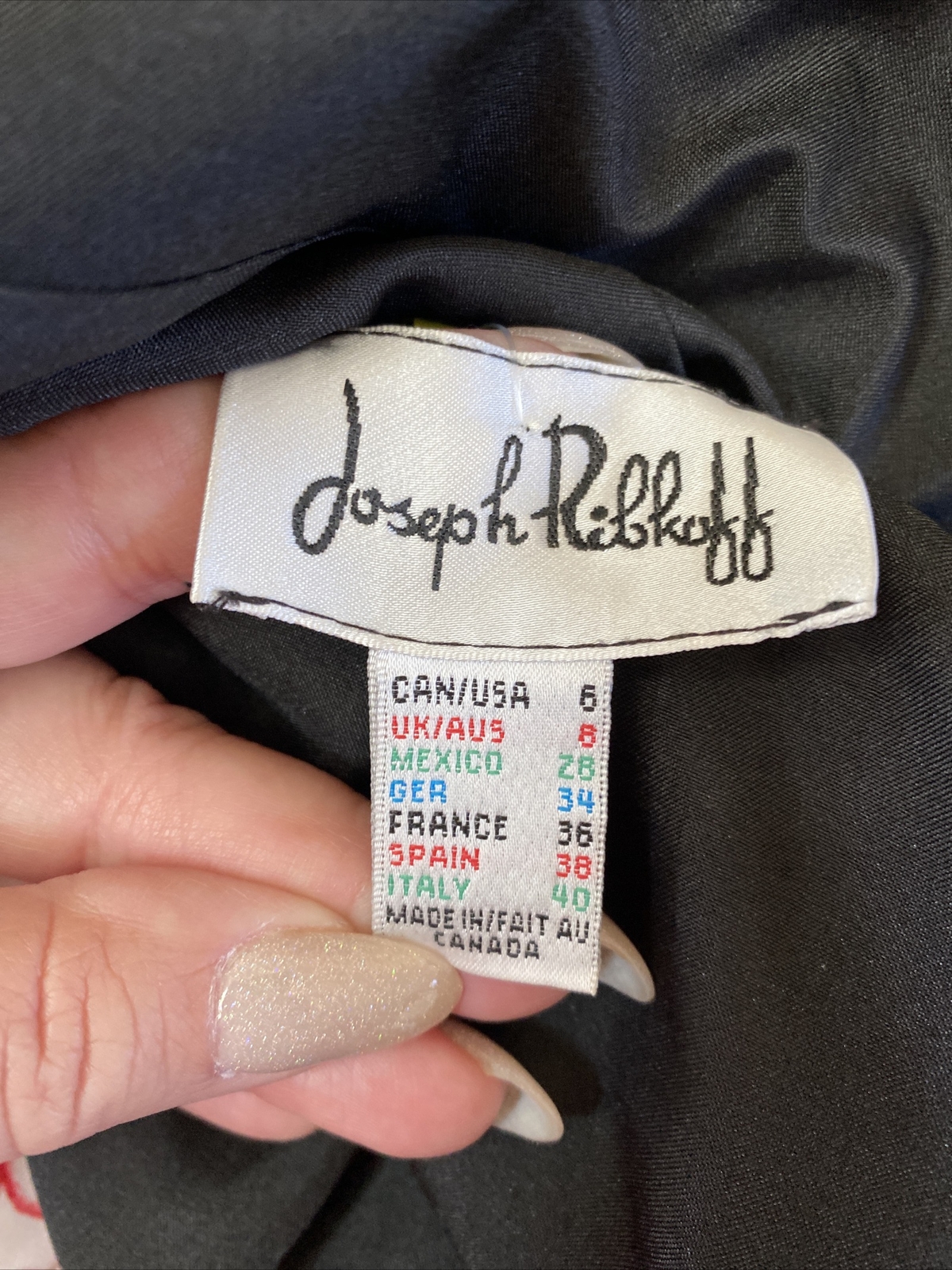 Joseph Ribkoff Black Wool Blend Knobby Eyelash Lace Rhinestone Open ...