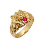 14K Yellow Gold Open Mouth Lion of Judah Ruby & Diamonds Unique Jewish ...