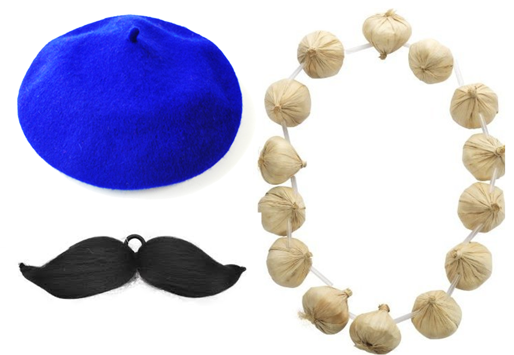 French Fancy Dress Beret Garlic Necklace Bendable Moustache Red Beret ...