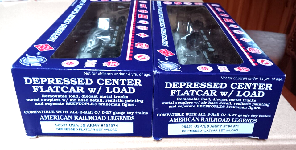 RMT 2009 US ARMY SET (Two) DEPRESSED CENTER FLATCARS #194974 & 194973 ...