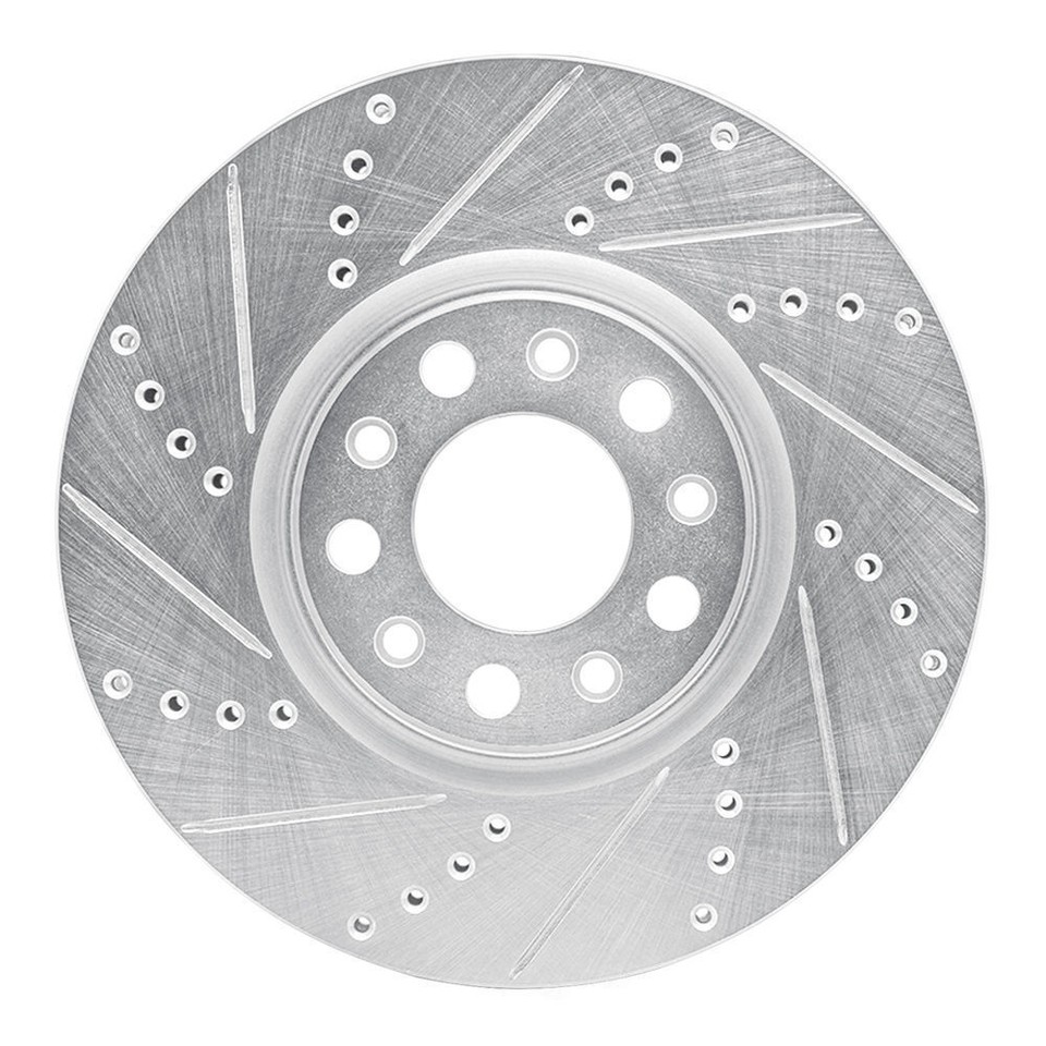 Disc Brake Rotor-Brake Rotor - Drilled And Slotted - Silver Front Left ...
