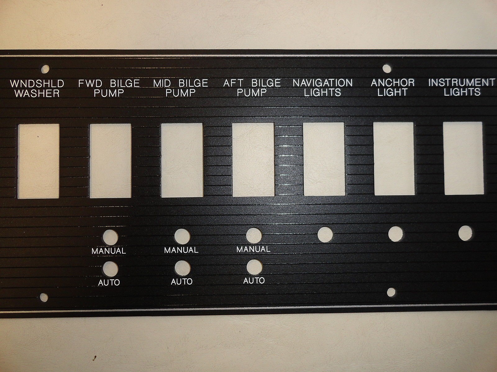 BAYLINER 62901 BLACK / WHITE BLANK ALUMINUM SWITCH PANEL 20 3/4" X 5 1/ ...