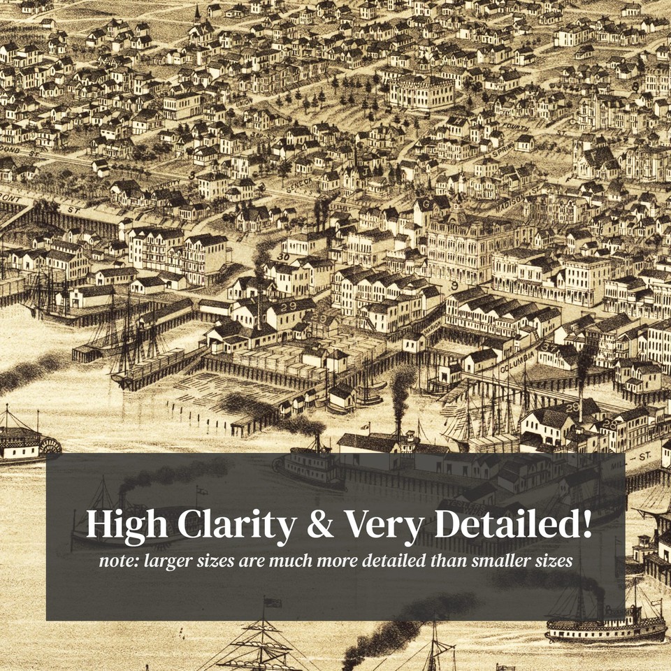 Old Map of Seattle, WA 1884 - Vintage Seattle Washington Art | eBay