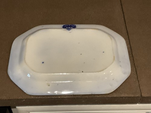 ANTIQUE THOMAS DIMMOCK & CO. KAOLIN WARE FLOW BLUE EARTHENWARE PLATTER ...