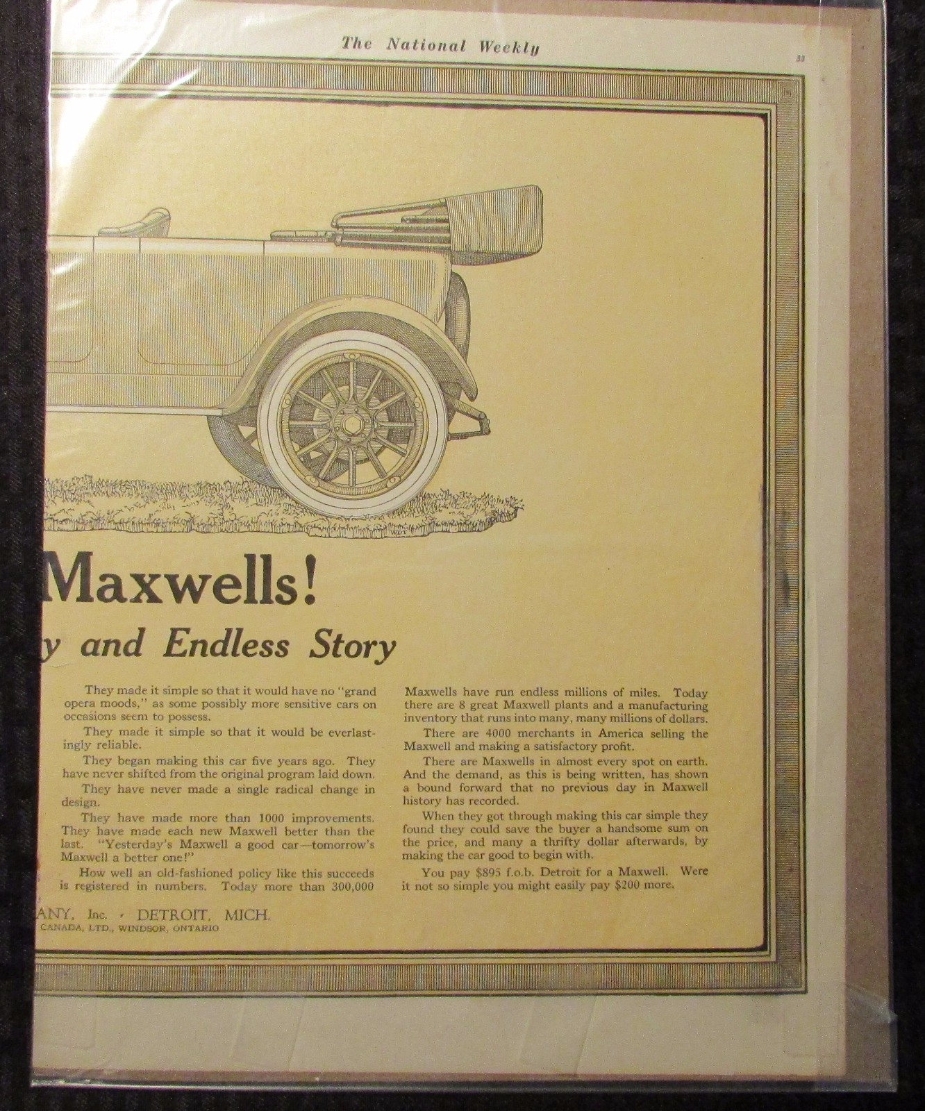1919 MAXWELL MOTOR CO. 21x14" Automobile 2pg Color Print Ad FN+ 6.5 | eBay