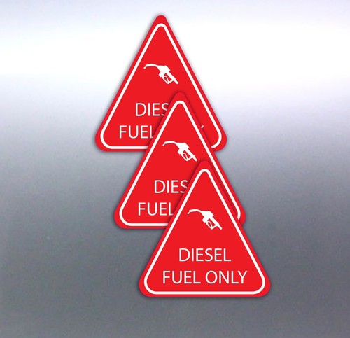 3 DIESEL FUEL ONLY stickers red and white triangle vinyl 7yr quality ...