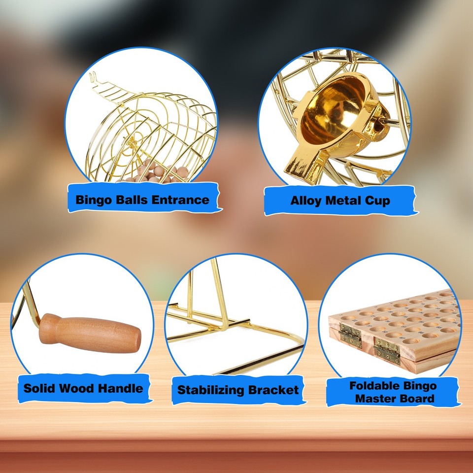 Deluxe Bingo Game Set w/Bingo Cage, Bingo Balls, Board, 100 Shutter ...