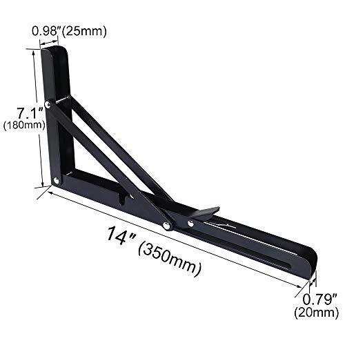 14" Folding Shelf Bracket Carbon Steel Triangle Wall Mount Support ...