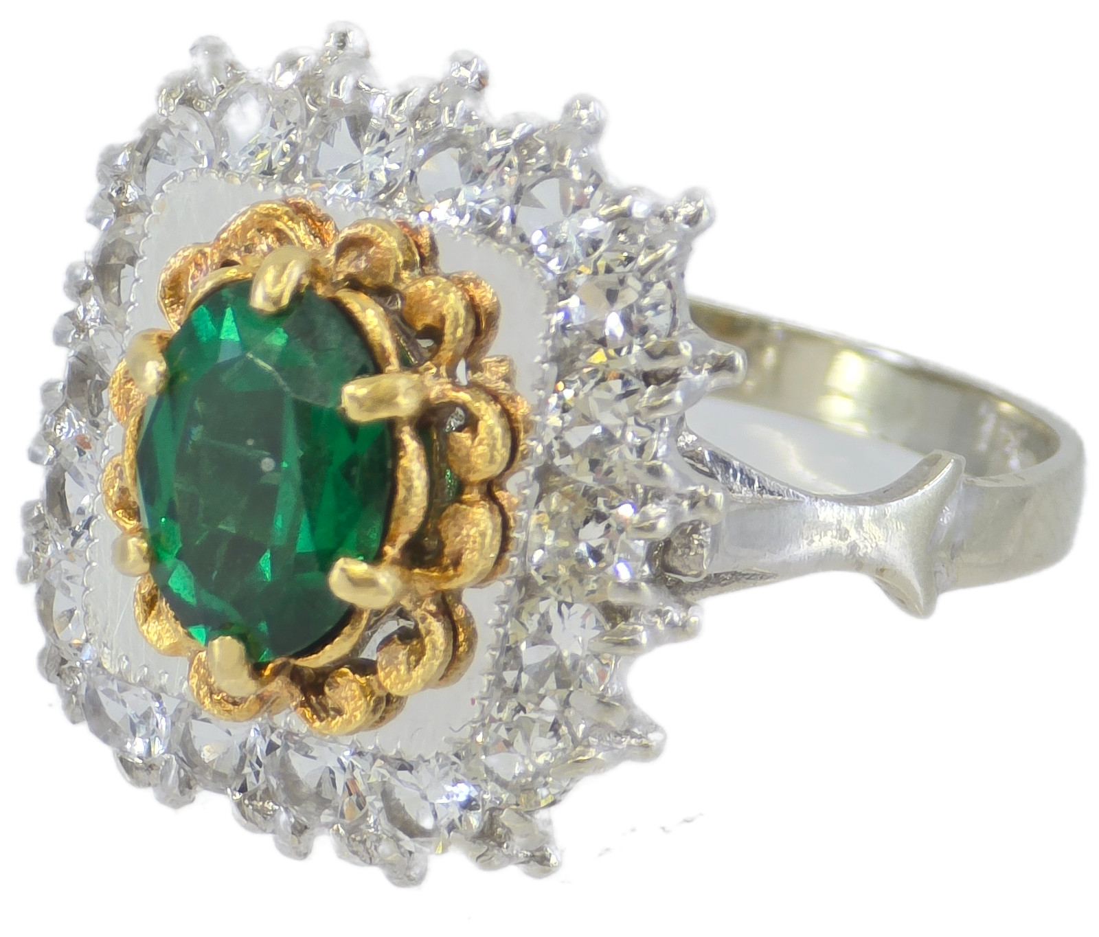 ANTIQUE ITALIAN ART DECO SOLID 18K GOLD SYNTHETIC EME… - Gem