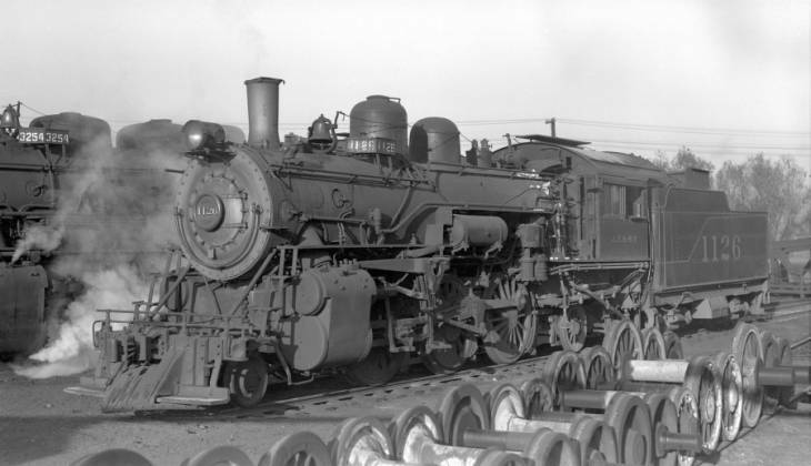 AT&SF Santa Fe Railroad locomotive engine No. 1126 type 2-6-2 OLD TRAIN ...
