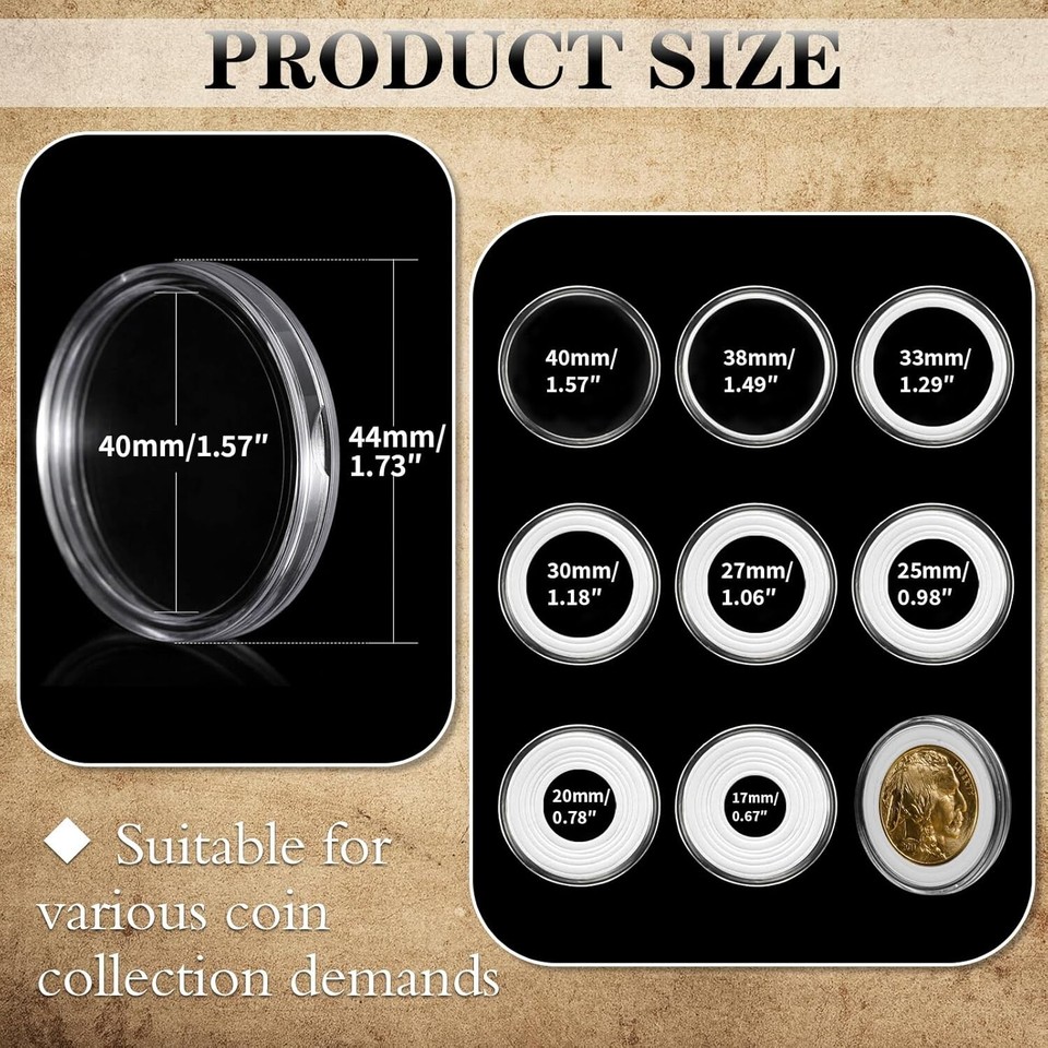 63PCS Coin Holder Capsules - Clear Coin Protectors for Silver Dollar ...