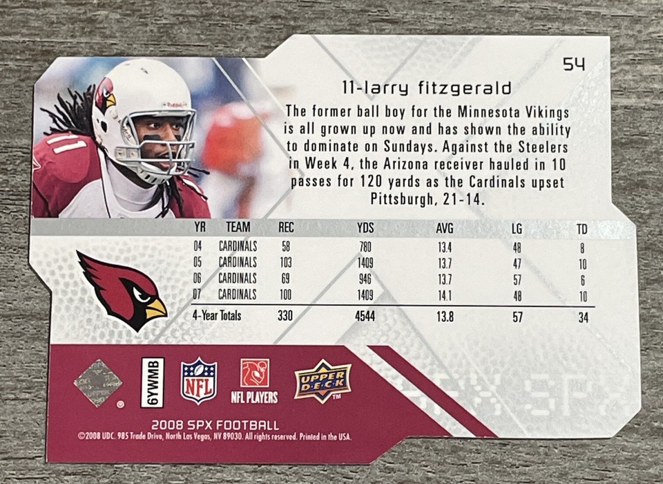 Larry Fitzgerald 2008 SPx Cardinals #54 *B828* | eBay
