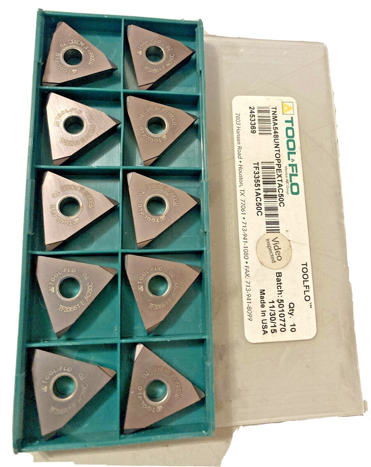 Qty:10 Tool Flo On-Edge Threading Carbide Inserts TF33551 E AC50 C TNMA ...