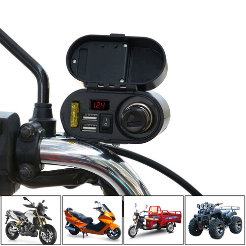 Motorcycle 12V GPS Cigarette Lighter Dual USB Power Socket Charger ...