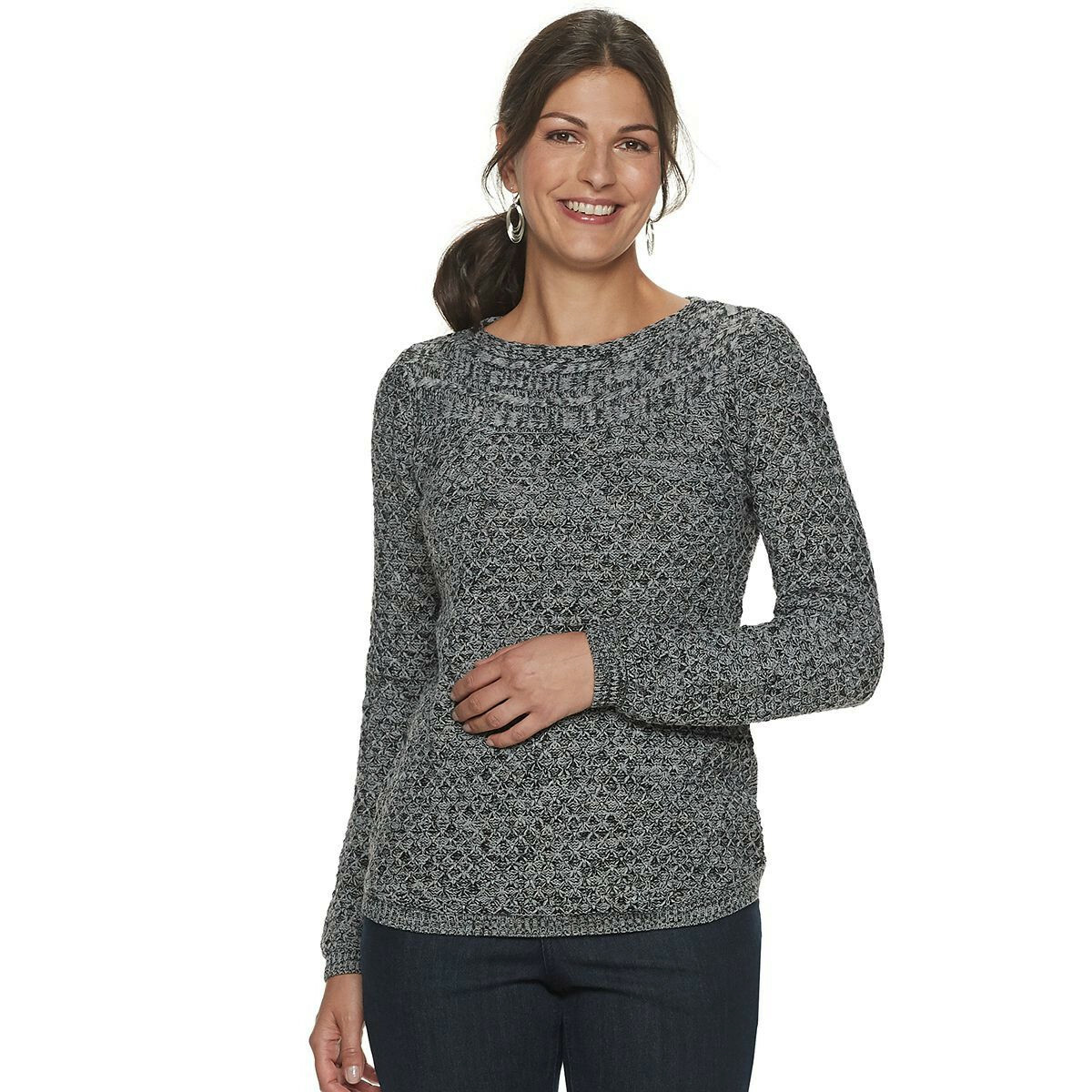 NEW Croft Barrow PXXL XXLP Women's Heather Gray Marled Boat Neck ...