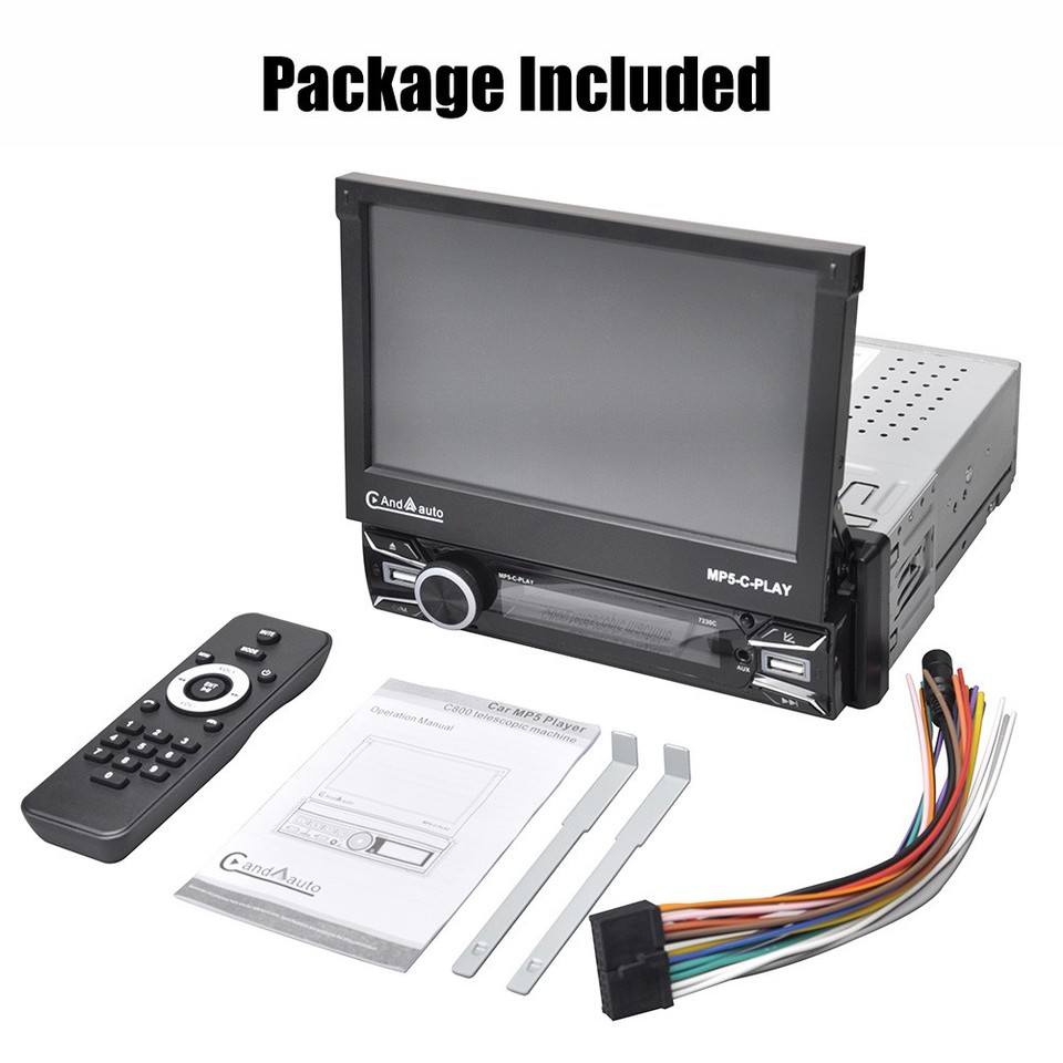 7" Single 1 DIN Car Stereo Flip Out Touch Screen Radio Wireless Carplay ...