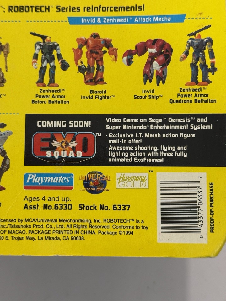 1994 VINTAGE PLAYMATES/ Matchbox ROBOTECH, EXO SQUAD 7” INVID SCOUT ...