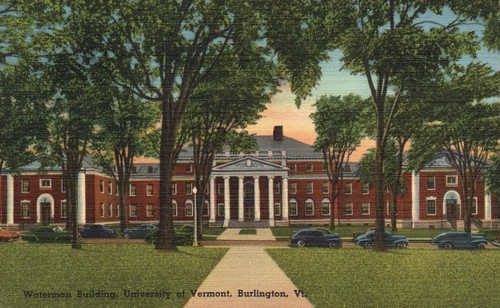 Postcard VT Burlington University Vermont Waterman Building Linen PC ...