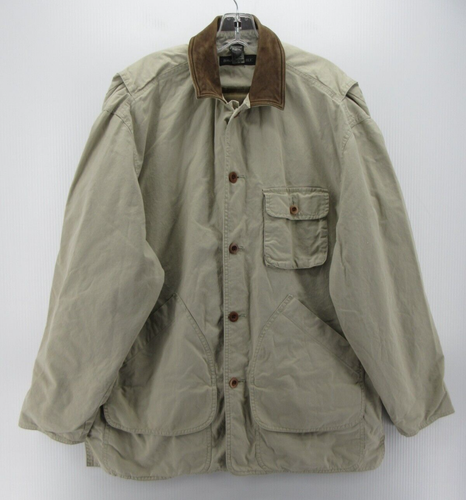 VINTAGE Banana Republic Jacket Men Medium Beige Barn Chore Coat Leather ...